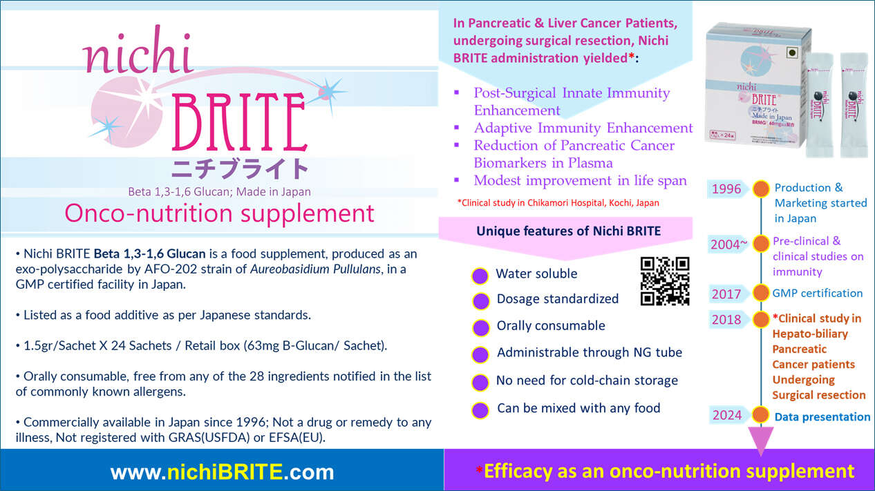 Nichi BRITE Beta glucan as an onco-nutrition supplement in pancreatic ...