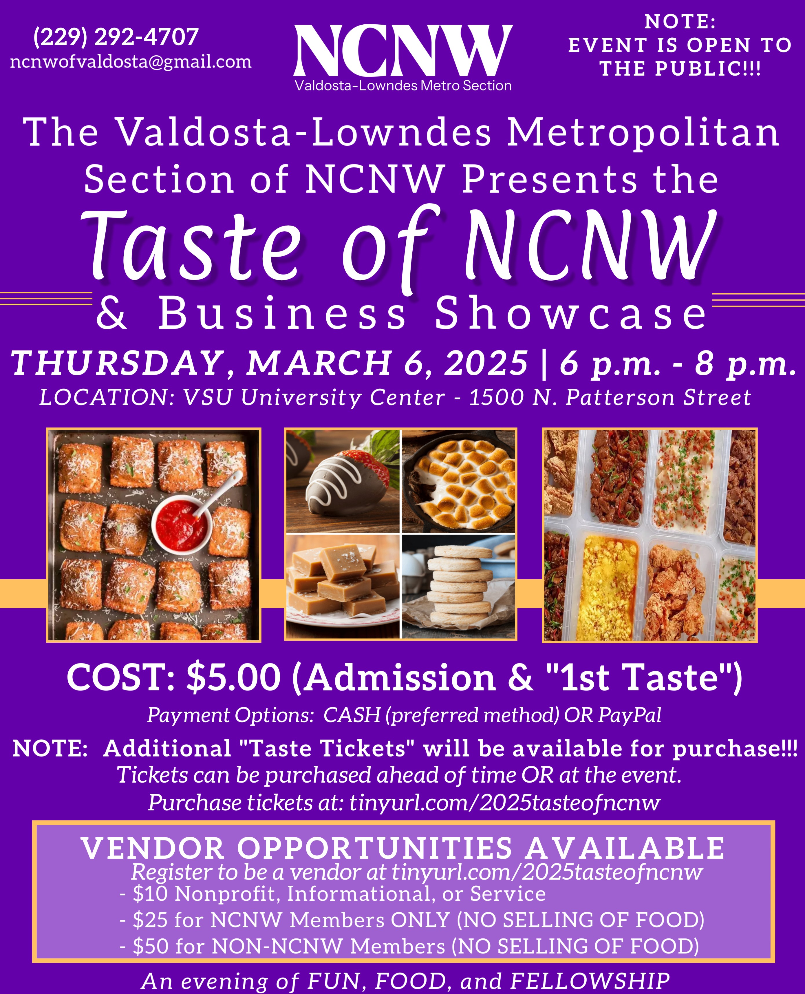 Valdosta-Lowndes Metropolitan Section of NCNW presents Taste of NCNW & Business Showcase ...